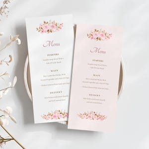 French Roses Menu Template | Printable French Roses Menu Card | Elegant ...
