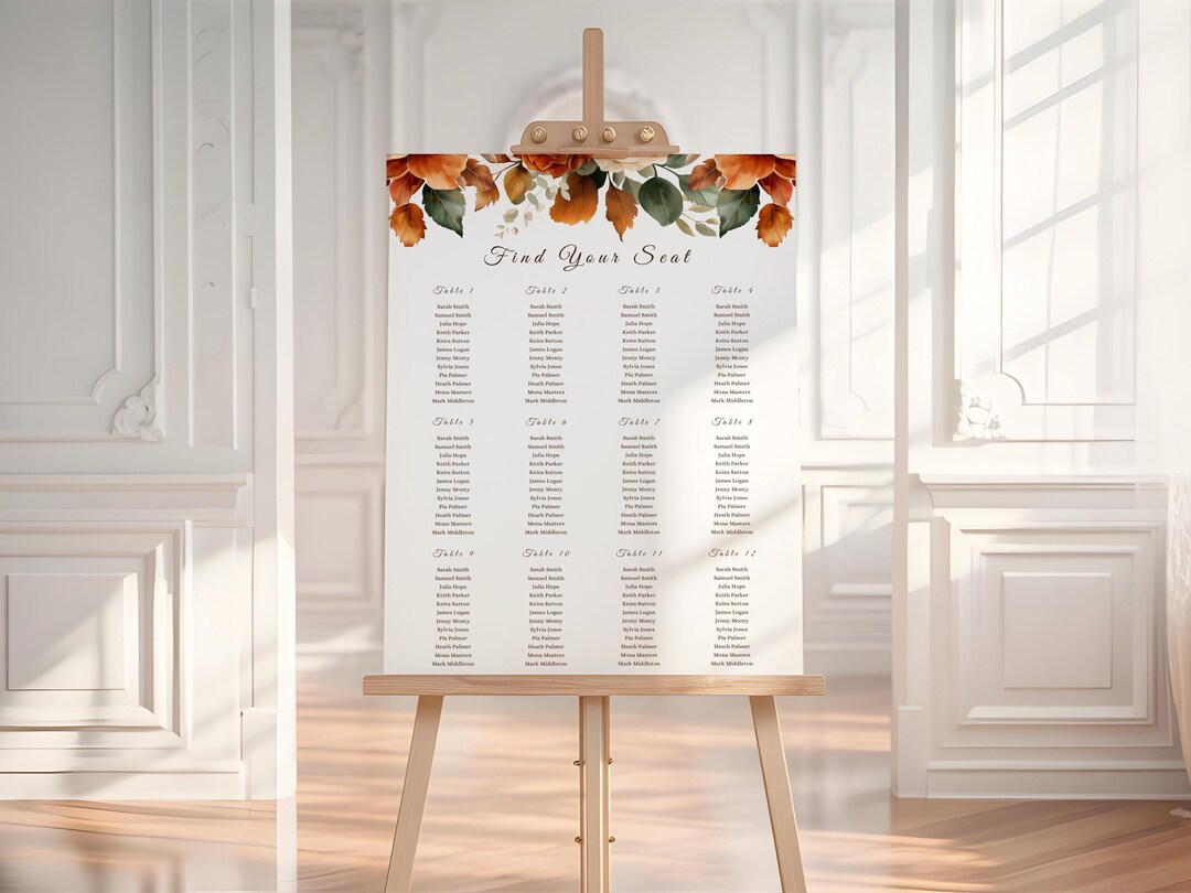 Seating Chart Template 12 Tables Template Canva | Printable Template ...