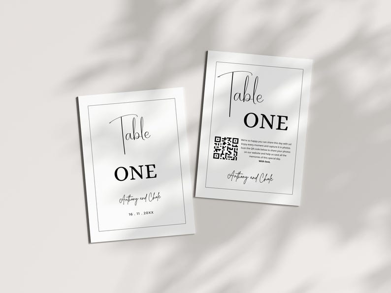 Wedding Table Number Sign Qr Code Instant Download Editable Design ...