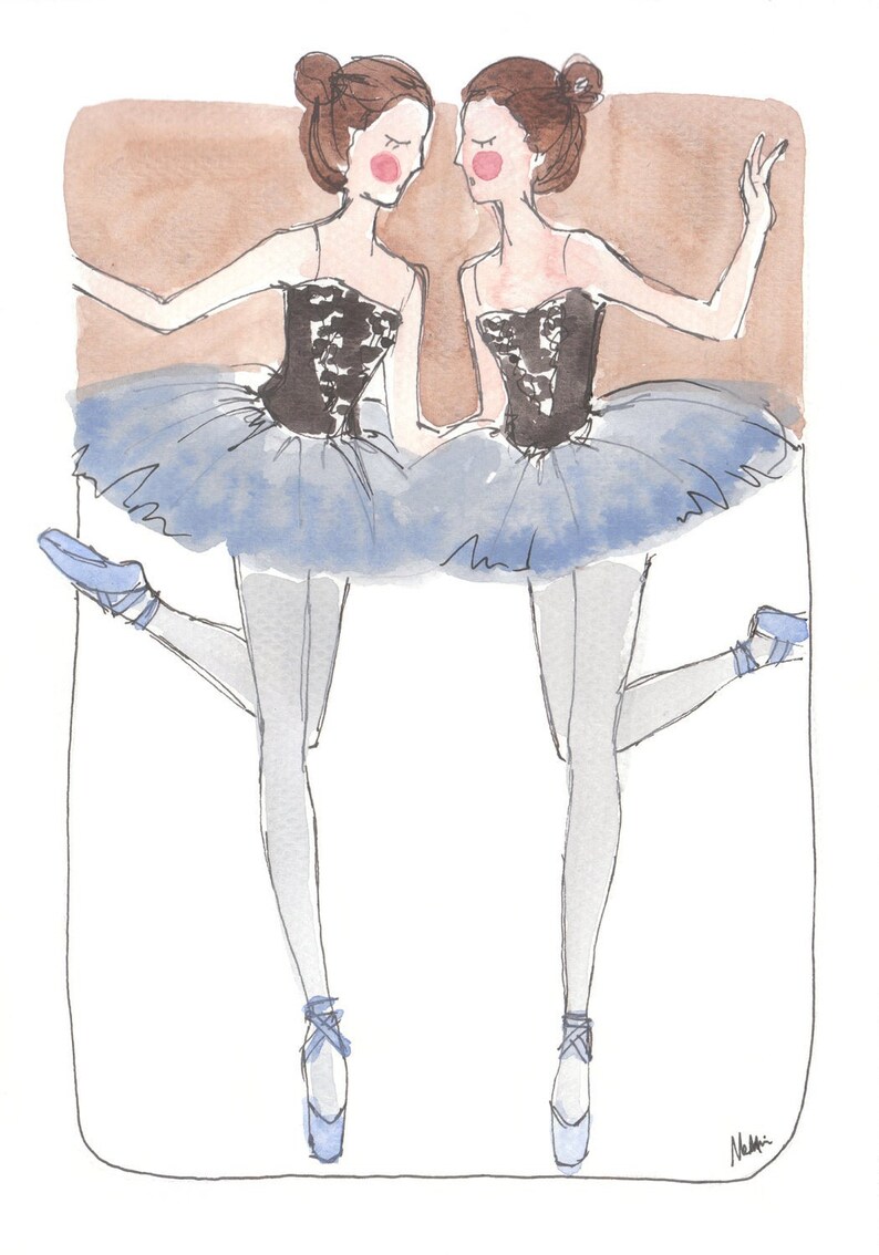 Ballet Twins, Original Ballet Watercolour Painting, A5 Watercolor ...