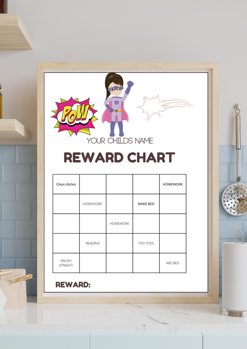 Editable Superhero Reward Chart, Homework Help Chart, Instant Print ...