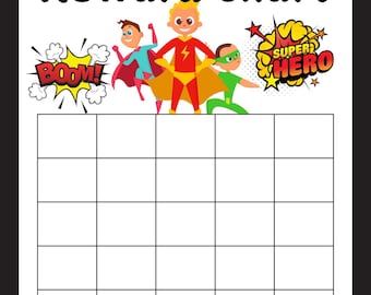 Editable Superhero Reward Chart, Homework Help Chart, Instant Print ...