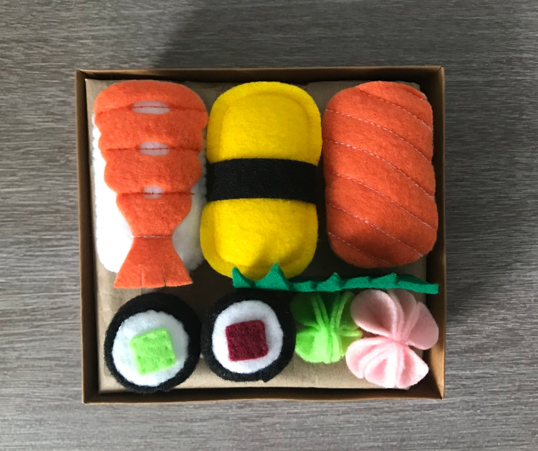 Felt Sushi Set. 8 or 9 Piece Set Felt Sushi, Wasabi, Ginger & Divider ...
