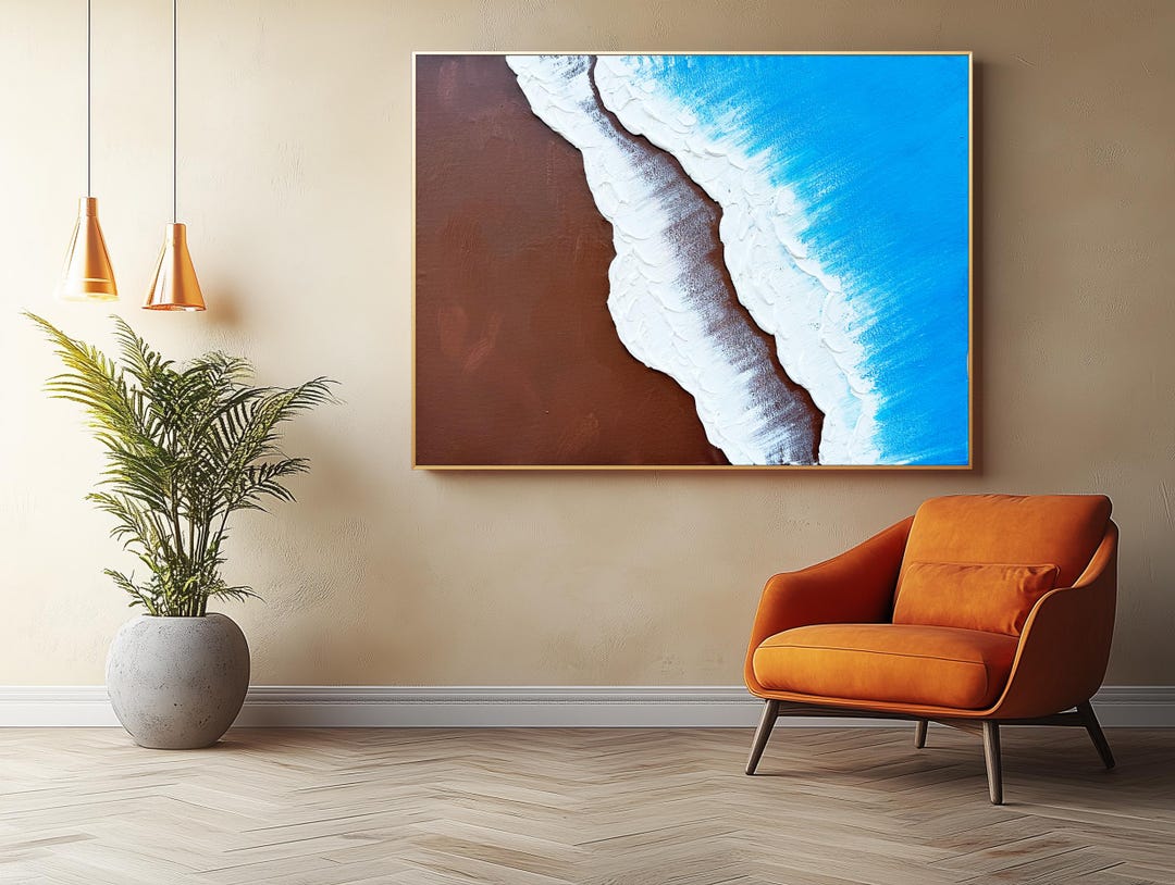 Large Blue Ocean Wave Art,3d Texture Painting Sea Abstract Art ...