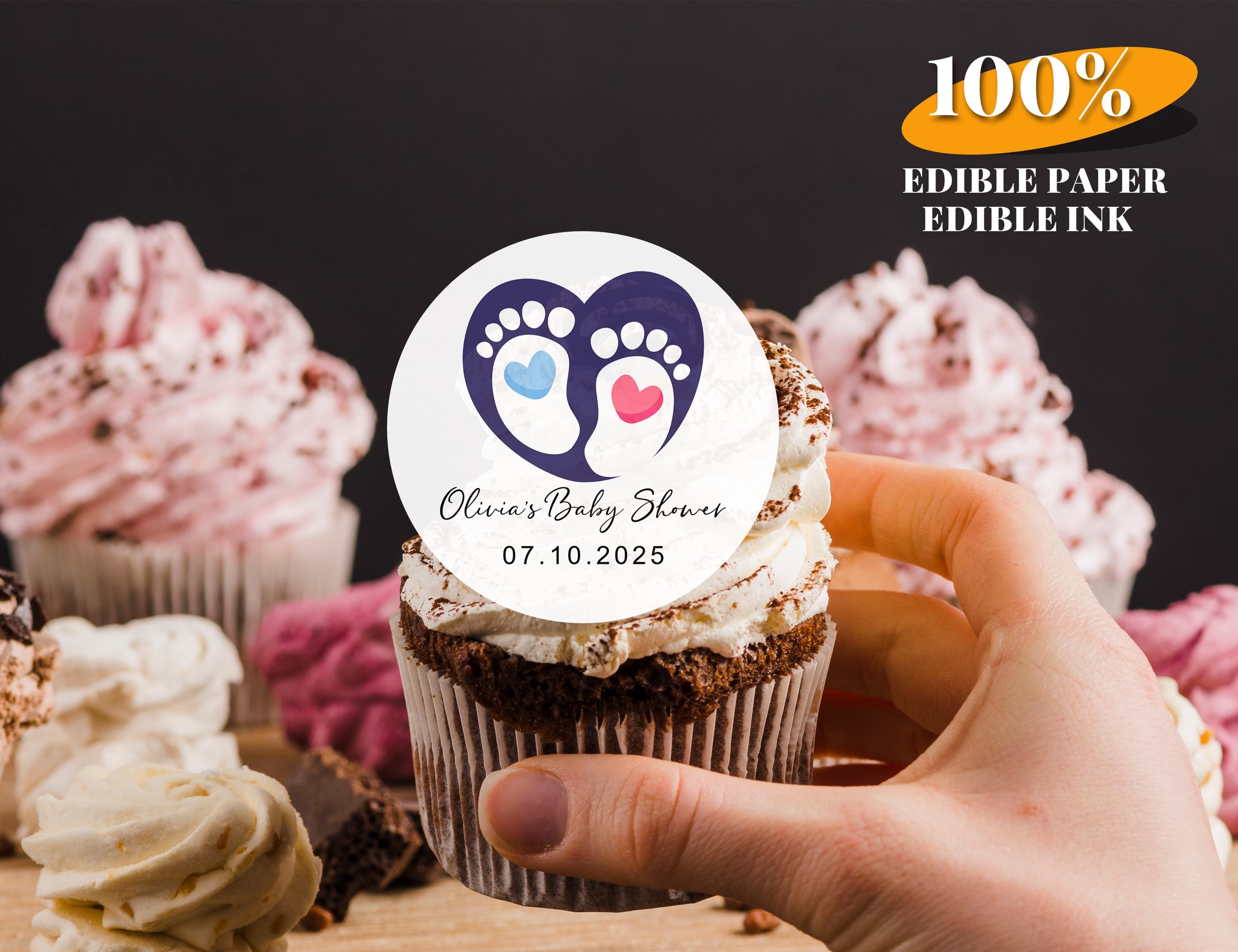 Personalized Baby Feet Cupcake Toppers | Edible Cupcake Toppers for ...