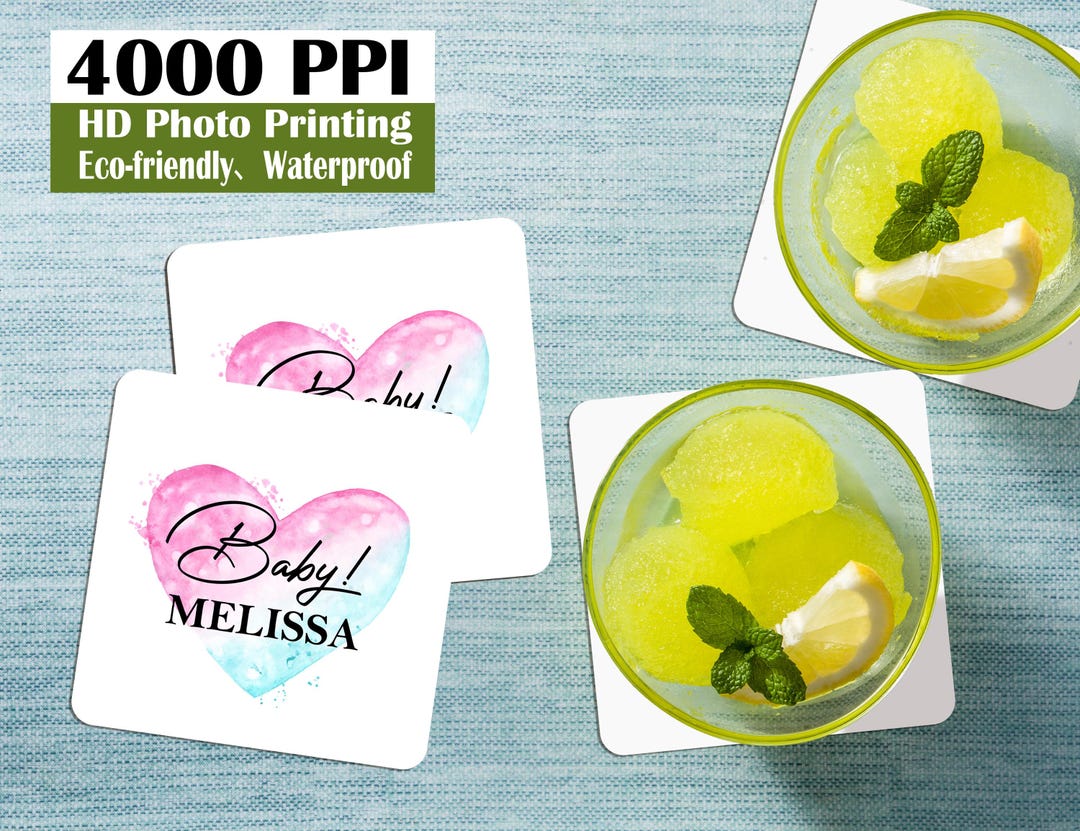 Baby Shower Drink Coasters With Love Print | Personalized Baby Shower ...