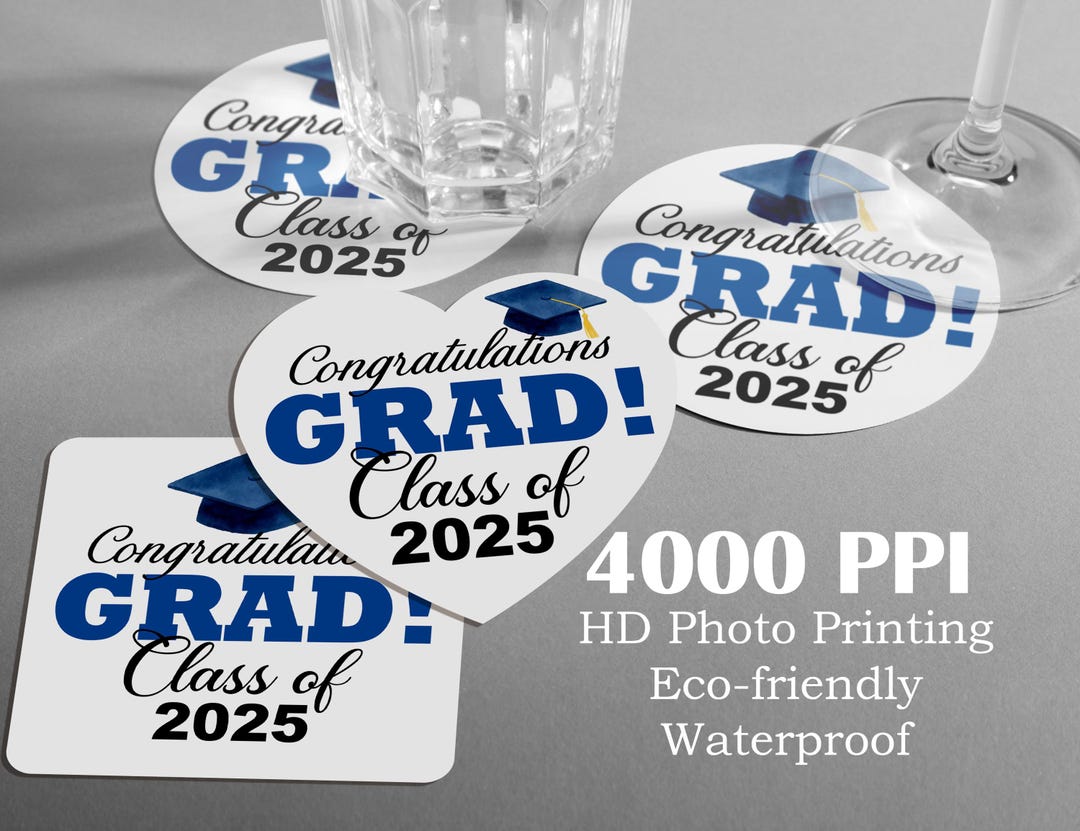 Custom Coasters for Graduation Party Favors, Congrats Grad Party Decor ...