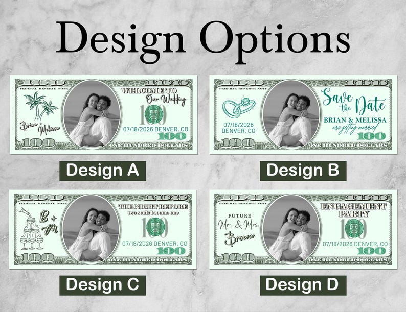 Custom Wedding Dollar Bill Prints/personalized Fake Money for Wedding ...