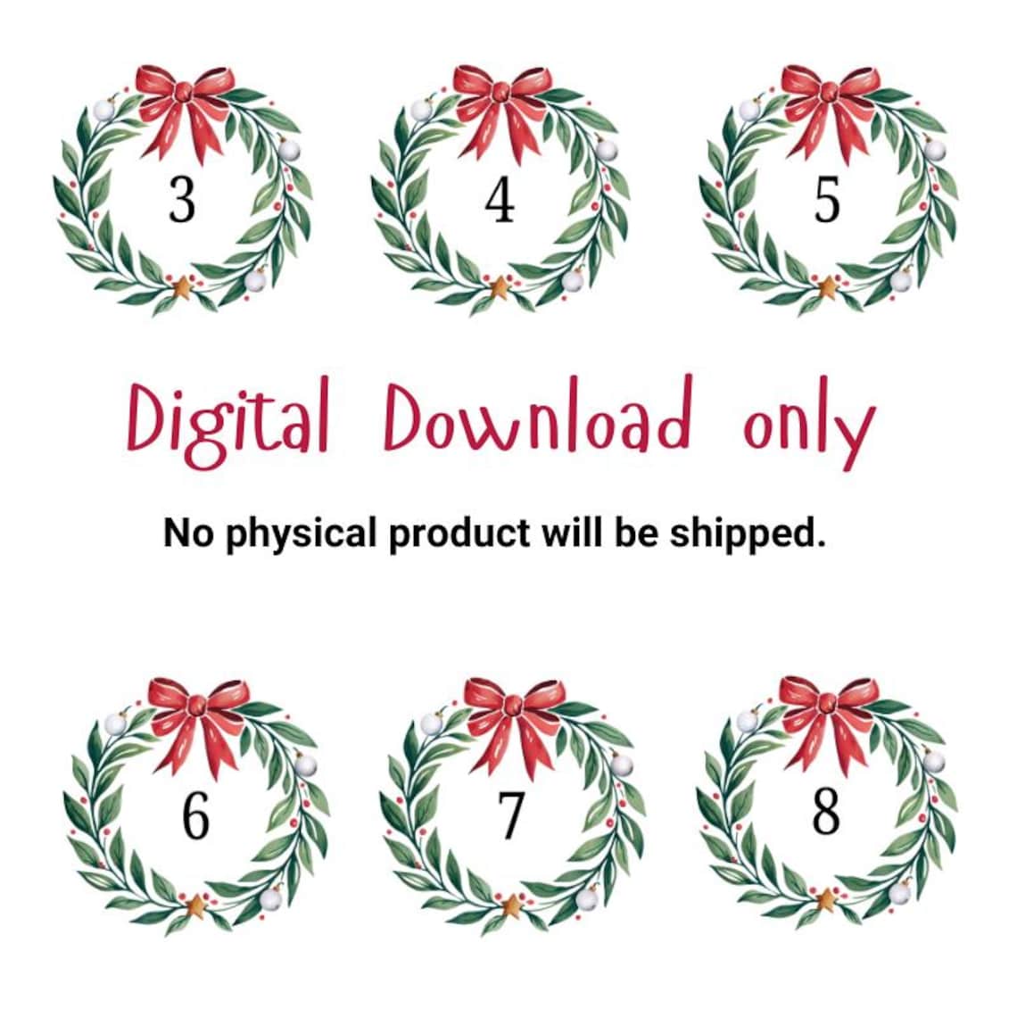 Christmas Advent Numbers PNG Files, DIY Advent Calendar, Numbers 1-25 ...