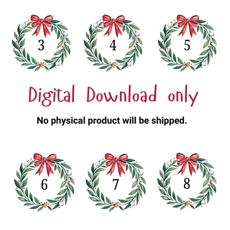 Christmas Advent Numbers PNG Files, DIY Advent Calendar, Numbers 1-25 ...