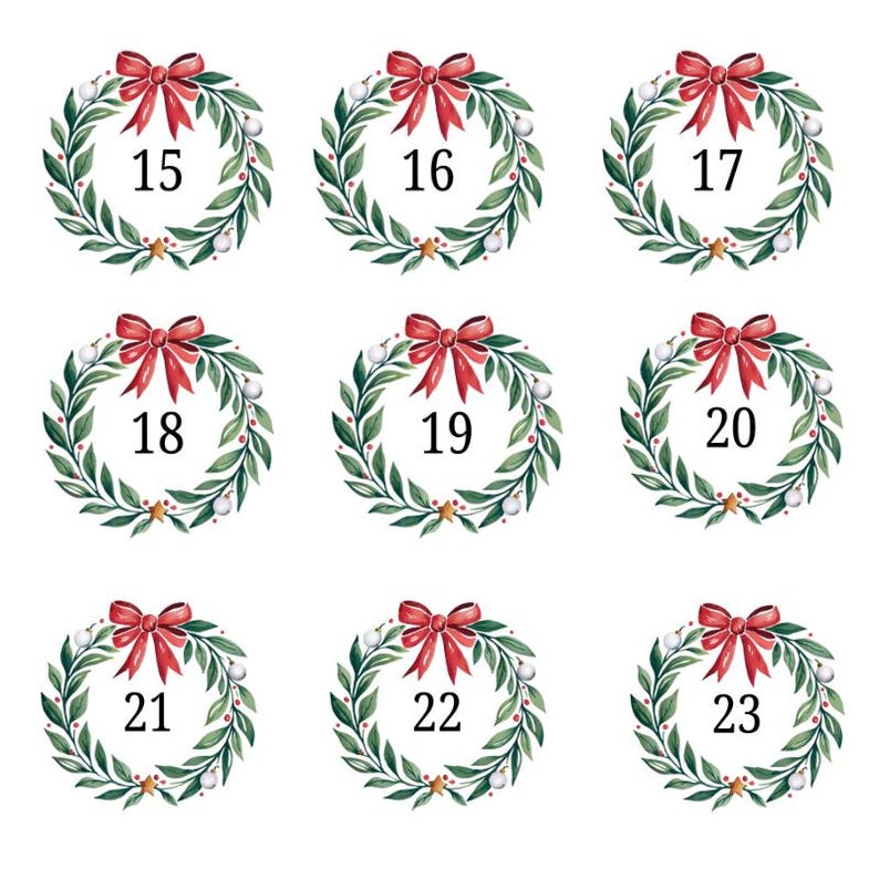 Christmas Advent Numbers PNG Files, DIY Advent Calendar, Numbers 1-25 ...