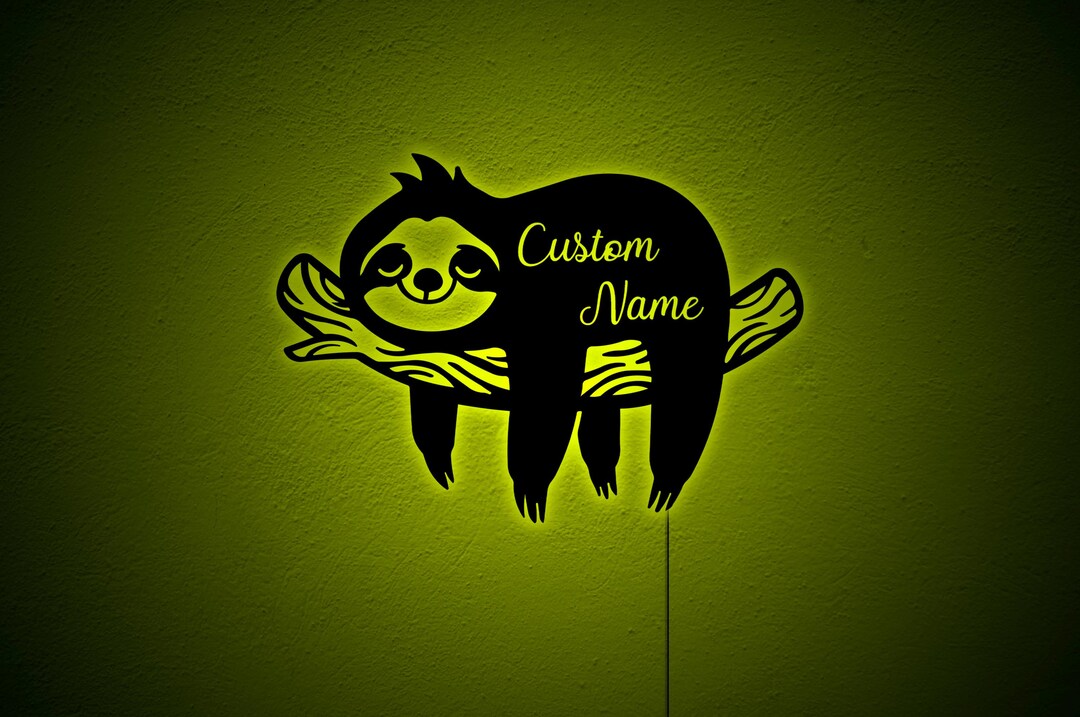 Custom Sloth Wall Sign, Personalized Named Sloth Wall Decor, Sloth Kids ...