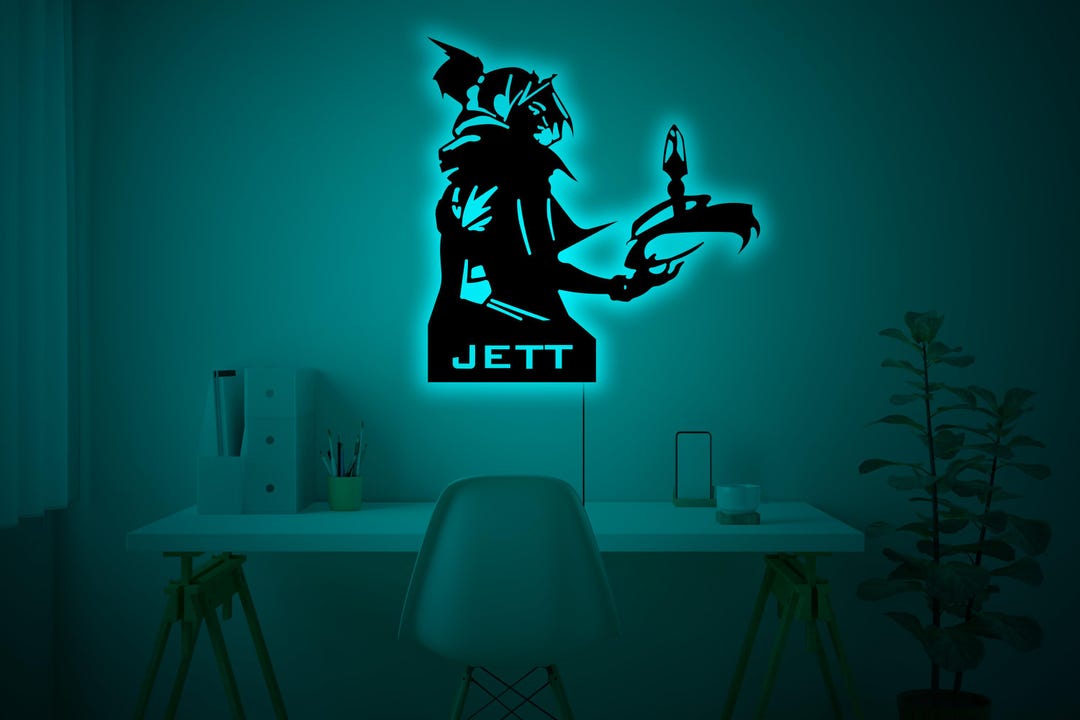 Jett RGB Wall Art, Valorant LED Light Sign, Gaming Room Decoration ...