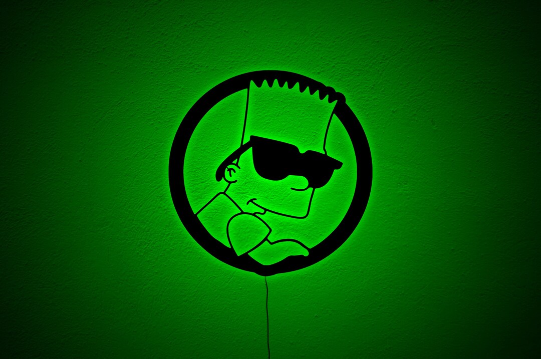 Lámpara de pared RGB de Bart Simpson: Arte de pared LED con dibujos ...