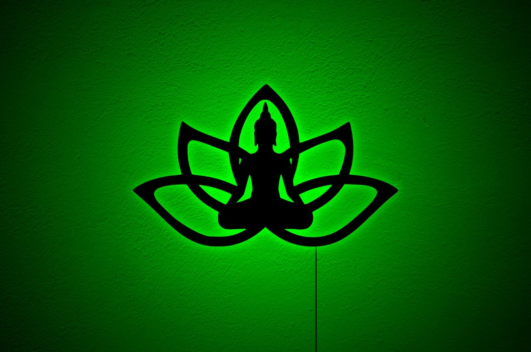 Buddha Lotus Flower Wall Sign, Lotus Flower Wall Decor, RGB Yoga Room ...