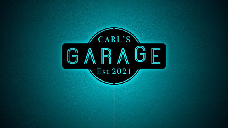 Custom Garage Wall Sign, Personalized Garage Wall Decor, RGB Garage ...