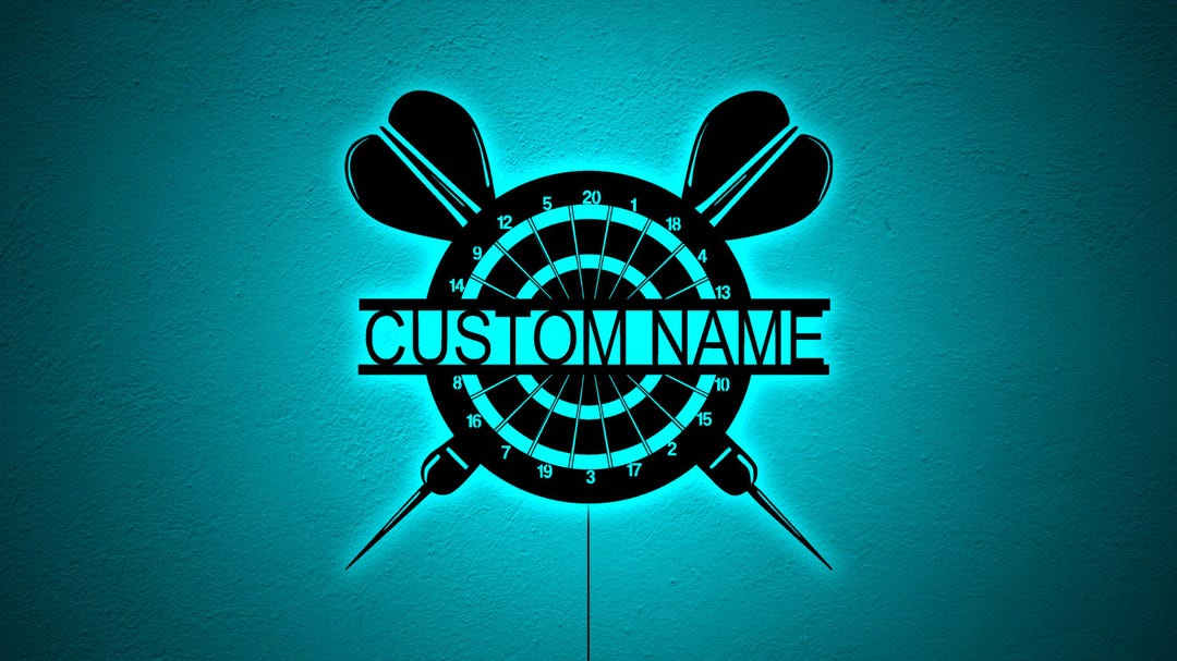 Custom Dart Wall Sign, Personalized Dart Wall Decor, Dart RGB Gaming ...