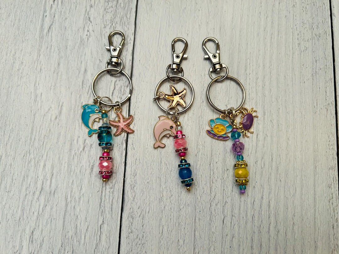 Dolphin, Crab, Beach Themed Keychain, Coastal, Keychain, Seaside ...
