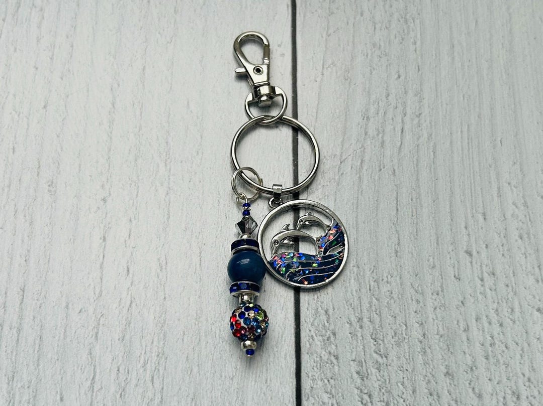 Dolphin and Wave Keychain Coastal Beach Themed Accessory, Seaside and ...