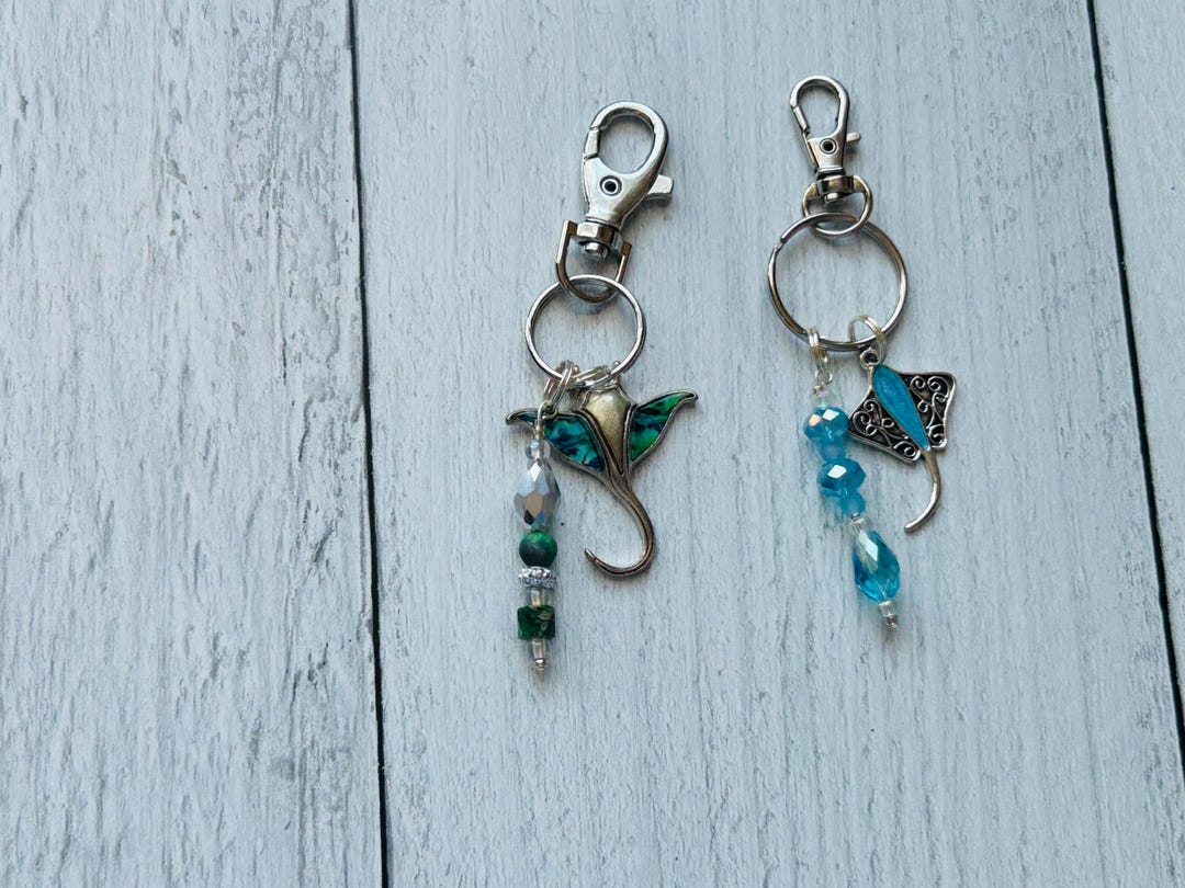 Ocean Stingray Keychain, Manta Ray Charm, Coastal Purse Bling, Seaside ...