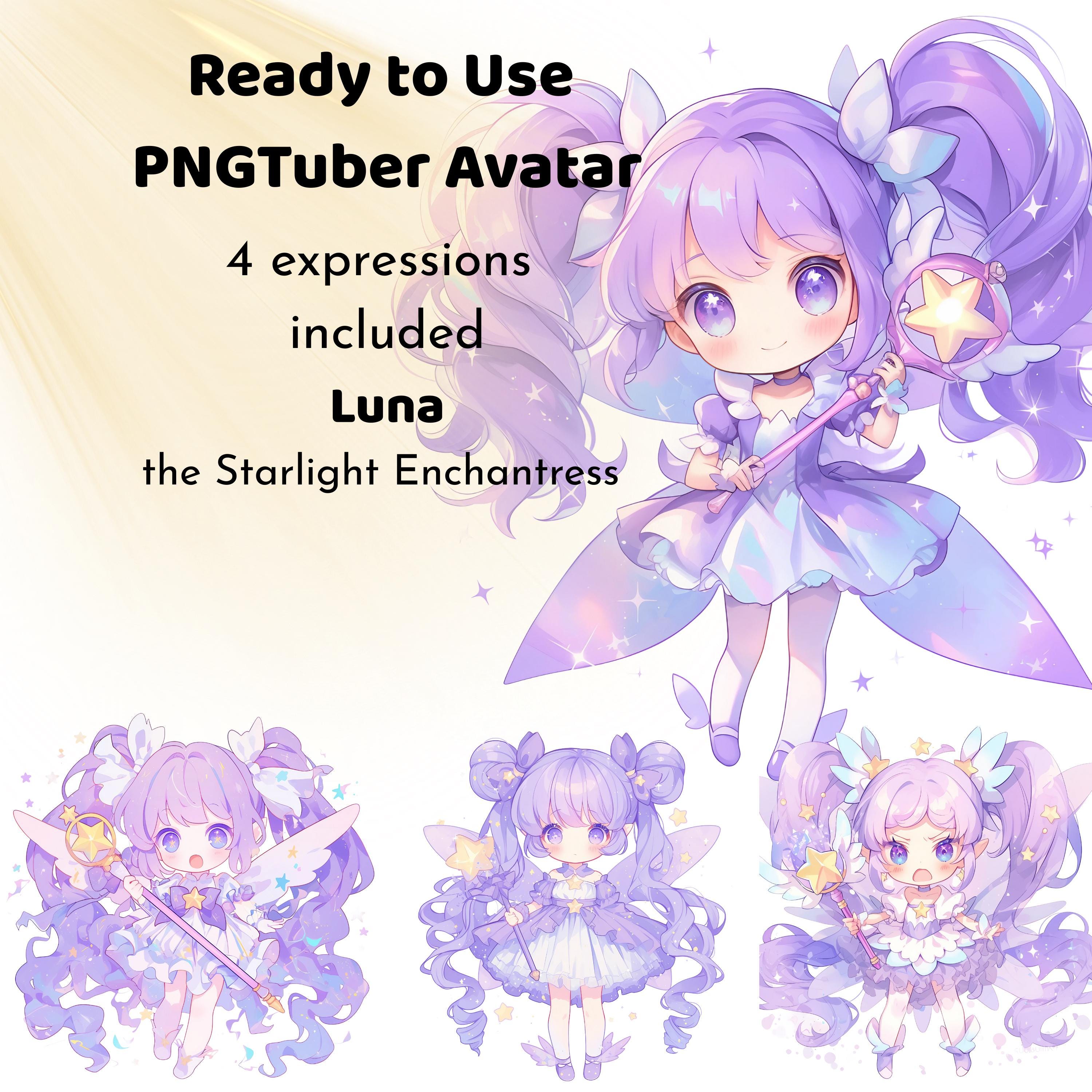 Luna Pngtuber Avatar Pack Chibi Anime Girl With Talking Mouth Cute ...