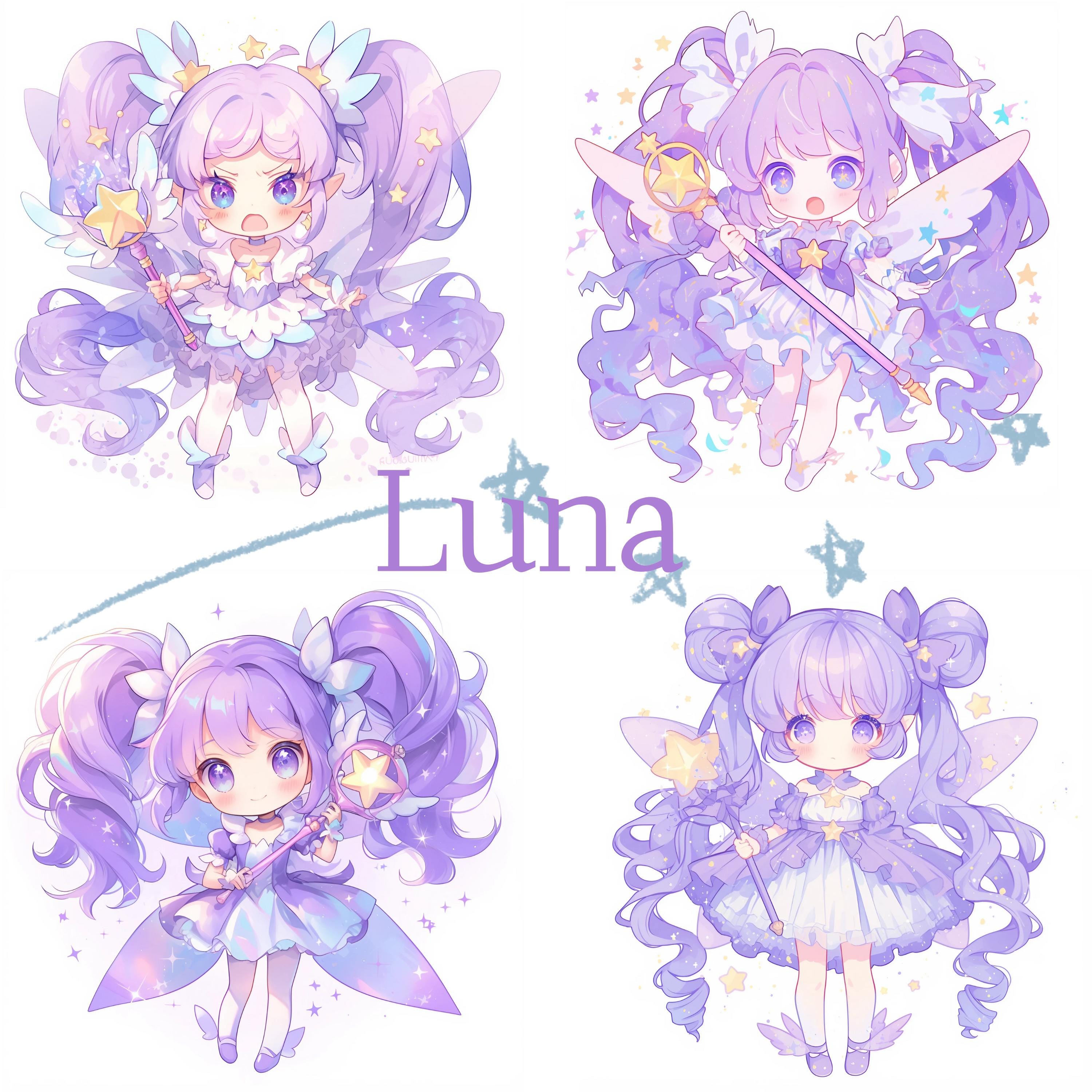 Luna Pngtuber Avatar Pack Chibi Anime Girl With Talking Mouth Cute ...