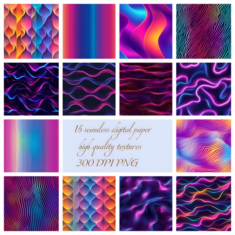Seamless Neon Gradient Wave Pattern,glowing Colors,creating a Visually ...