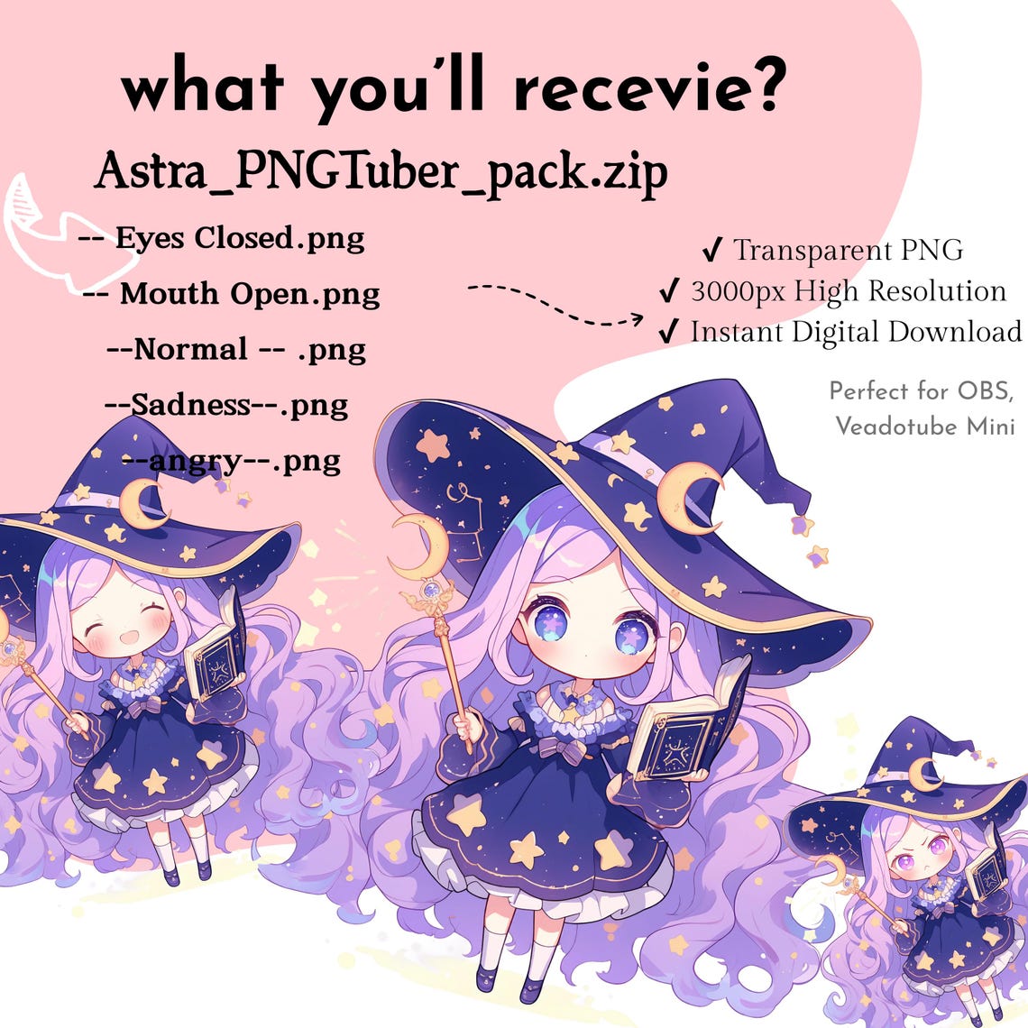 Pngtuber Model Chibi Magical Girl Kawaii Anime Vtuber Asset Premade ...