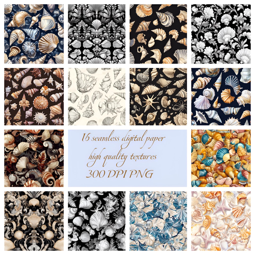 Seamless Seashell Pattern With a Variety of Seashell Motifs,seamless ...