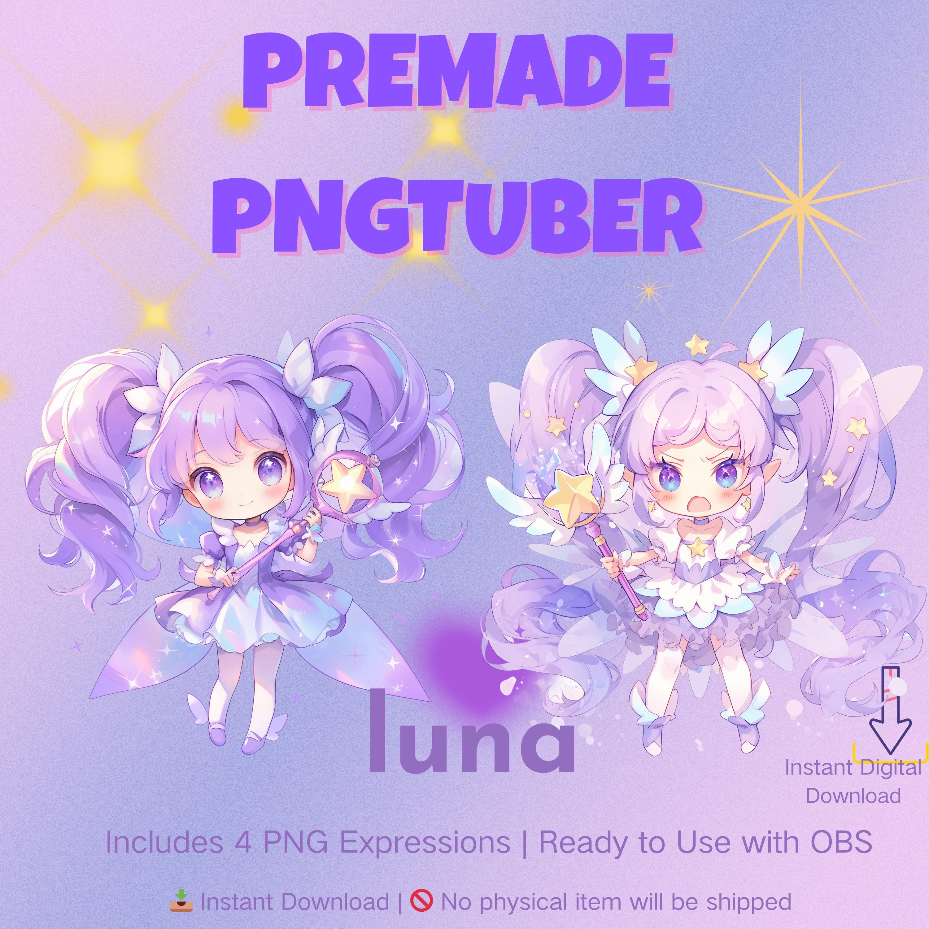 Luna Pngtuber Avatar Pack Chibi Anime Girl With Talking Mouth Cute ...