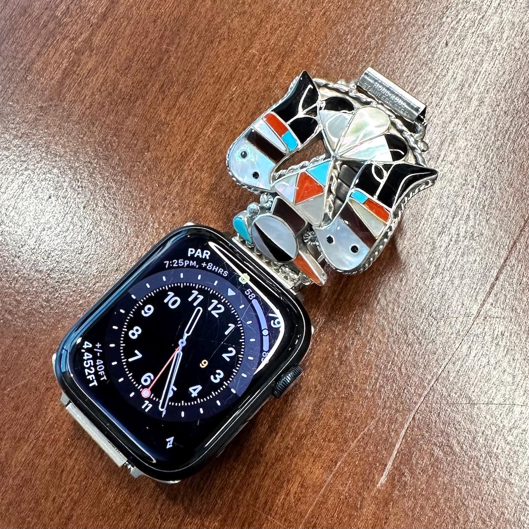 Iwatch Sterling Silver Zuni Inlay Watchband Thunderbird - Etsy