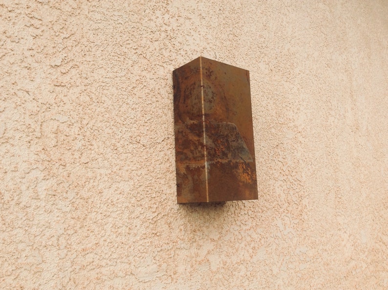 Rusted Steel Light Sconce - Etsy