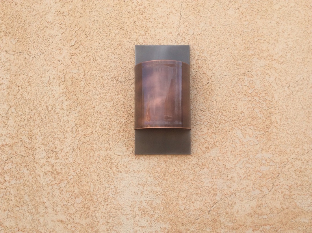 Light Sconce // Copper and Steel // Contemporary Half Round // - Etsy