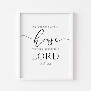 As for Me and My House, Joshua 24:15, Bible Verse Printable Wall Art ...