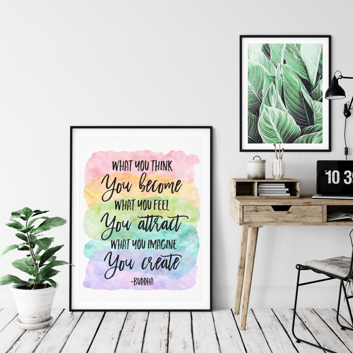 What You Think You Become, Buddha Quotes, Rainbow Printable Wall Art ...