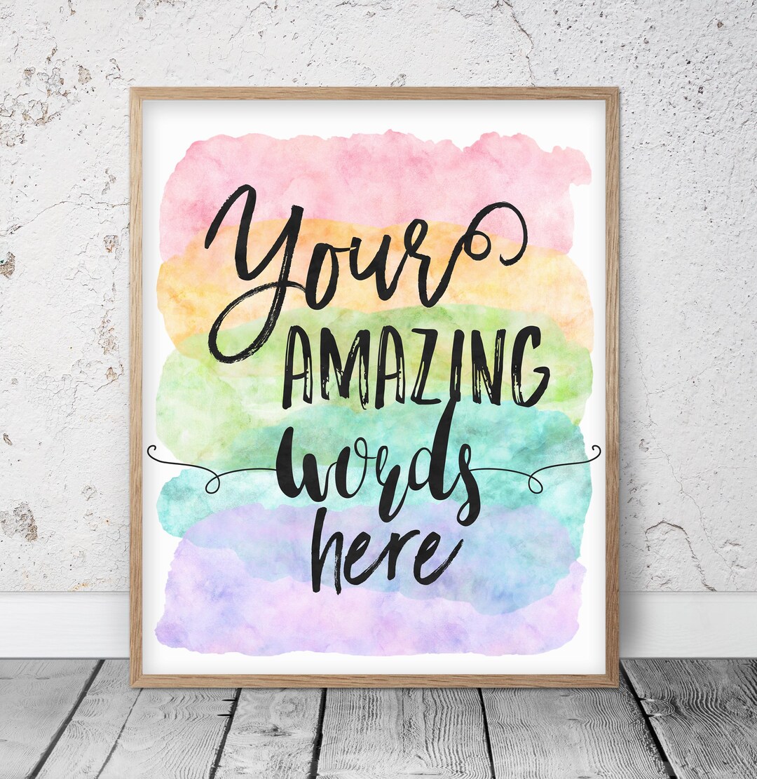Custom Quote Print, Rainbow Printable Wall Art, Personalized ...