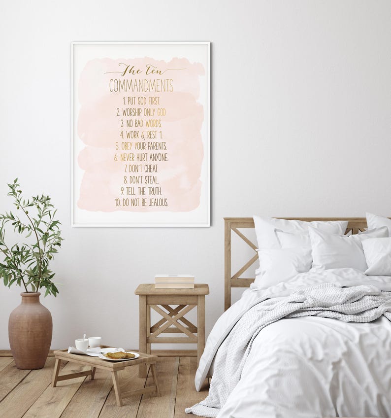 The Ten Commandments, Bible Verse Printable Wall Art, Christian Gifts ...