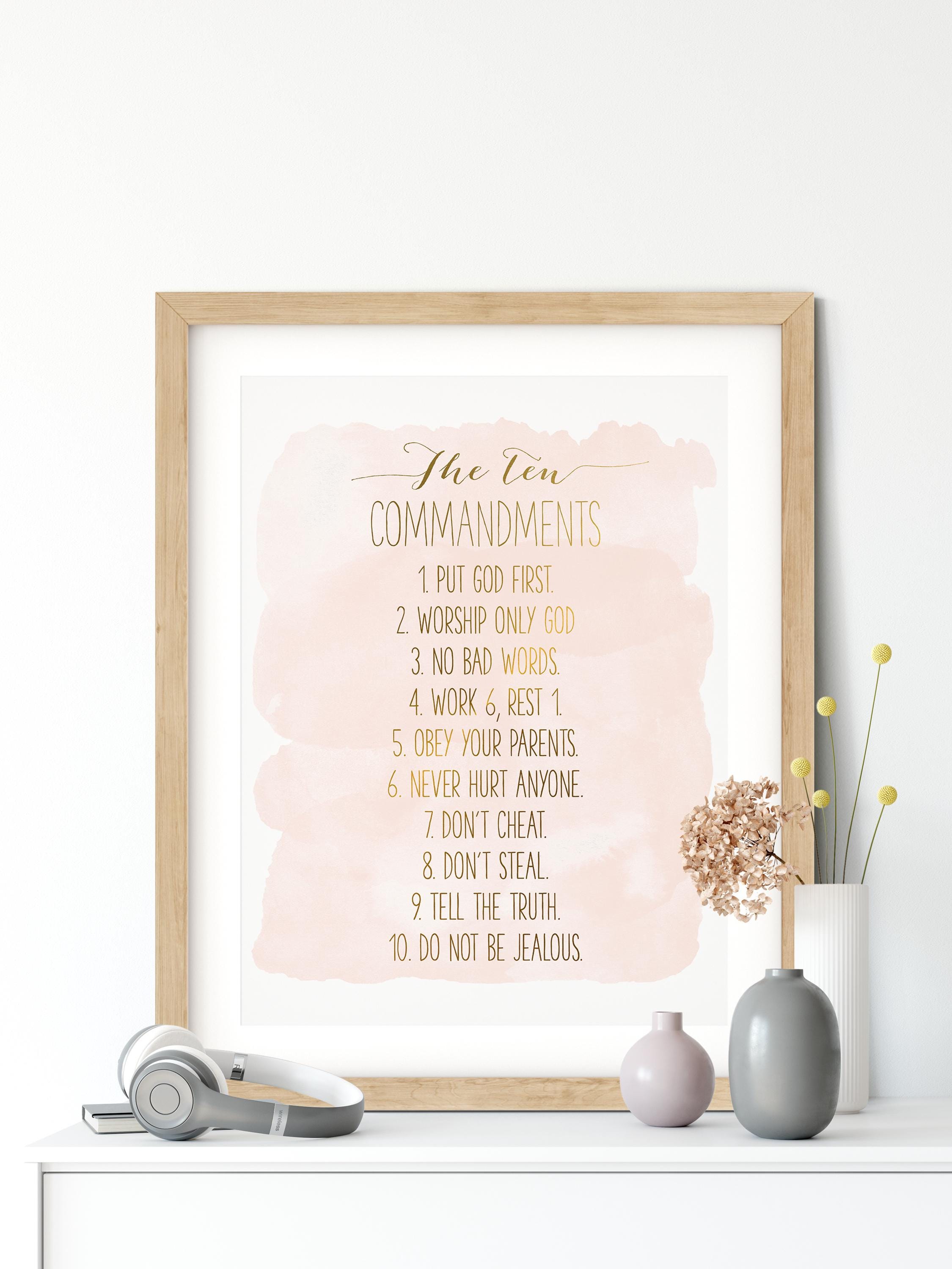 The Ten Commandments, Bible Verse Printable Wall Art, Christian Gifts ...