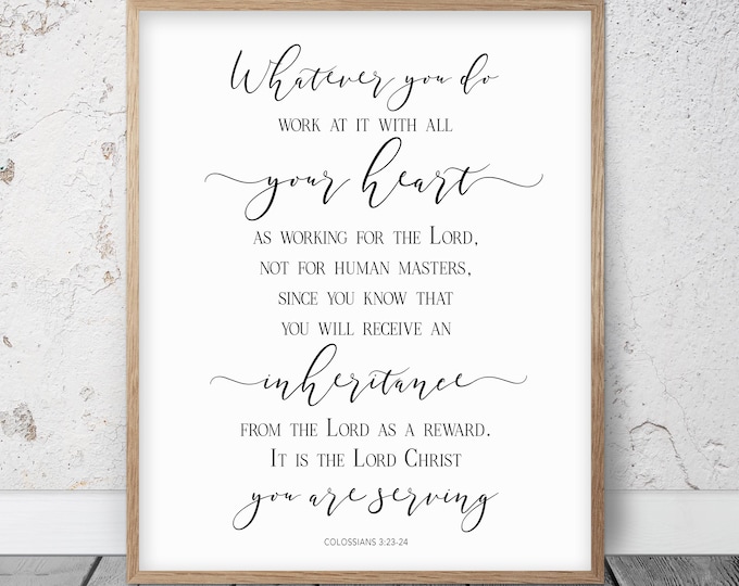 Whatever You Do, Colossians 3:23, Scripture Printable Art, Greenery ...