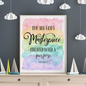 You Are God's Masterpiece, Ephesians 2:10, Bible Verse Printable Wall ...