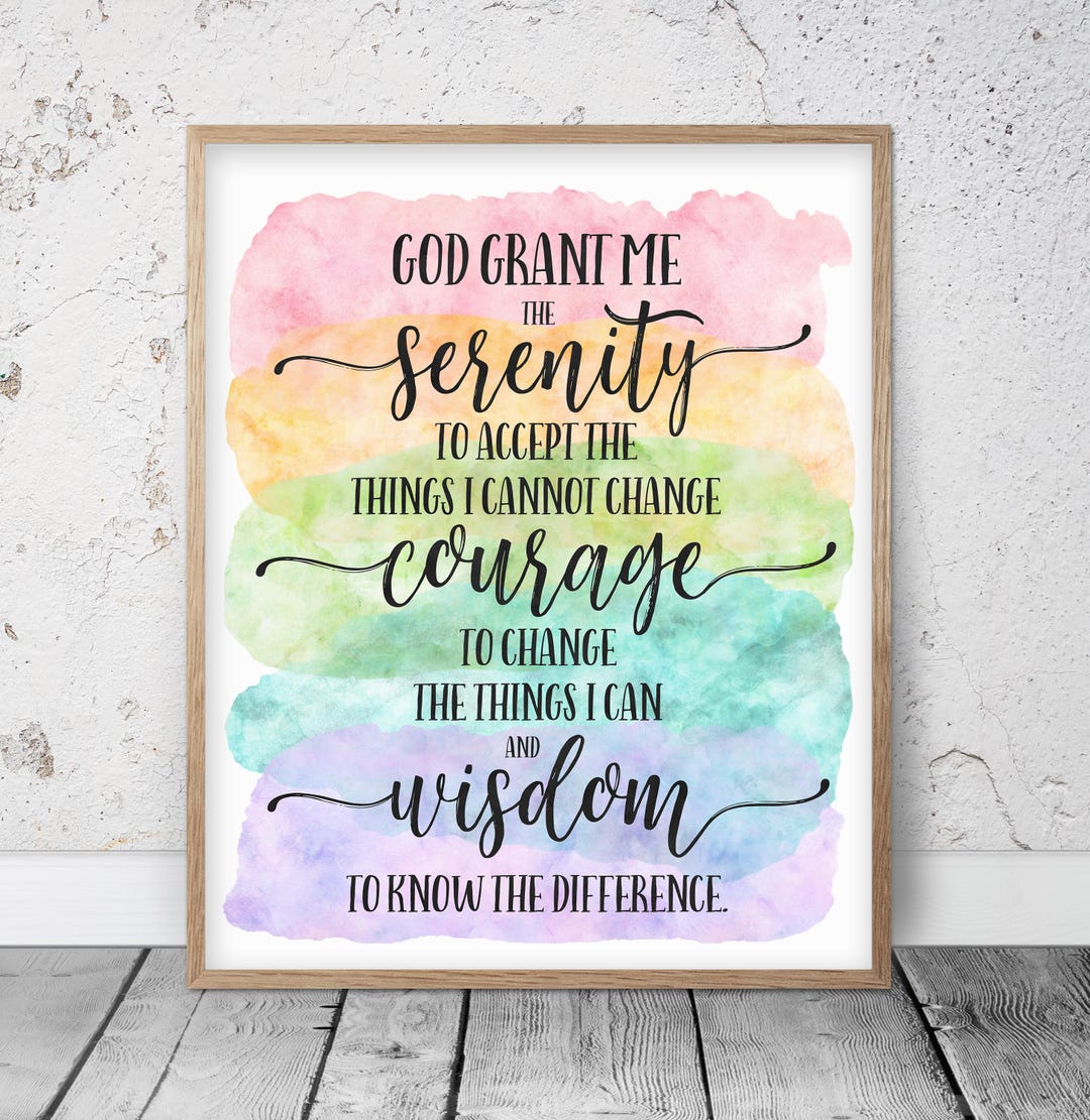 Serenity Prayer, Rainbow Printable Wall Art, Inspirational Quotes ...