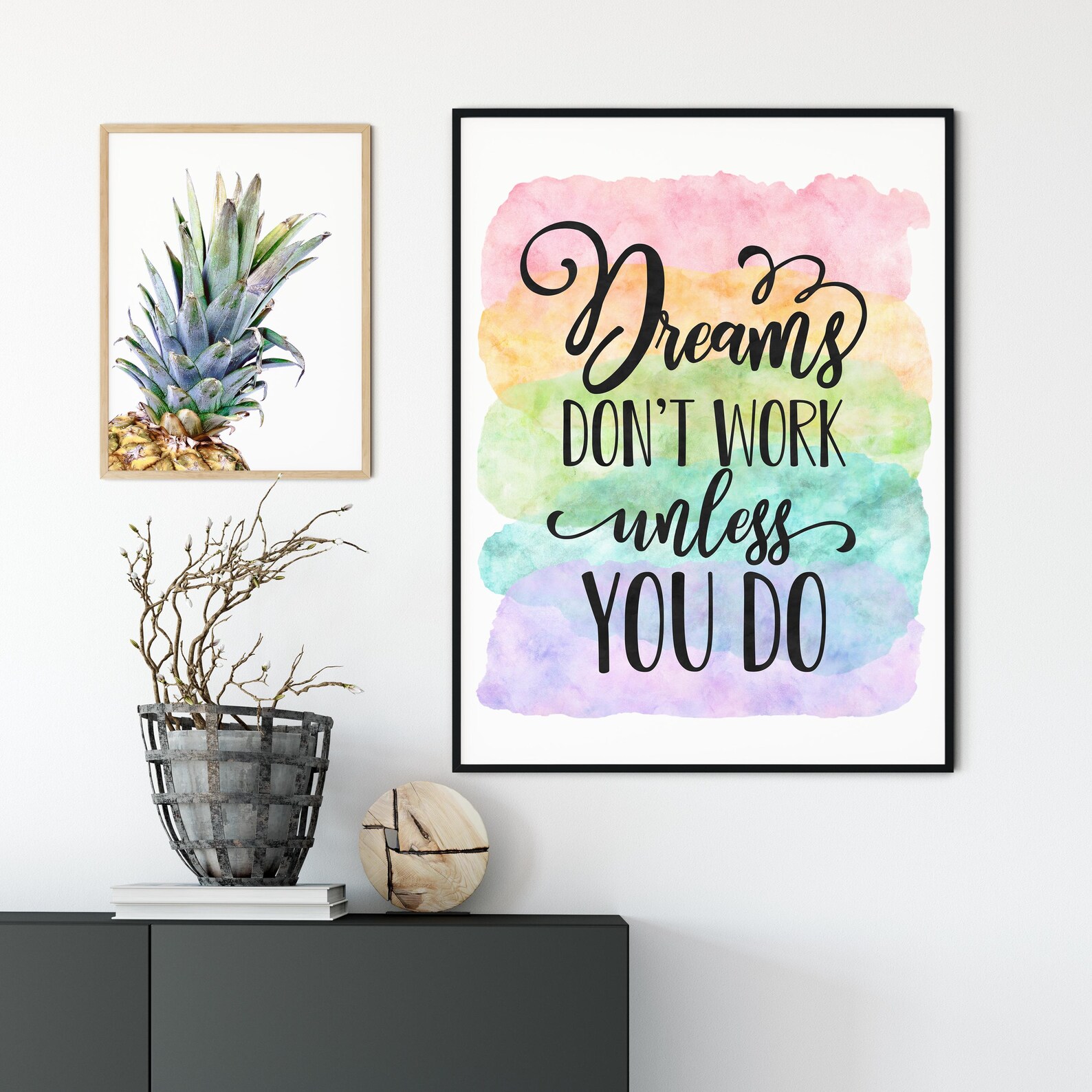 Dreams Don't Work Unless You Do, Rainbow Printable Wall Art ...
