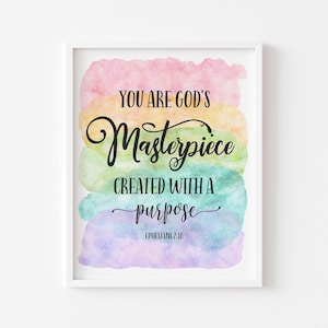 You Are God's Masterpiece, Ephesians 2:10, Bible Verse Printable Wall ...
