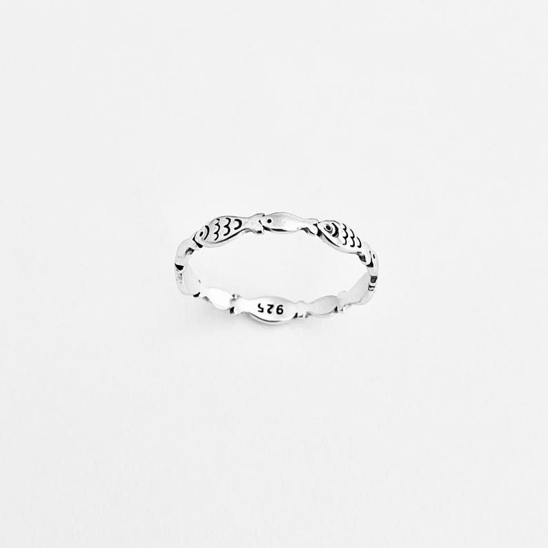 Sterling Silver Little Eternity Fish Band, Religious Jewelry, Ocean ...