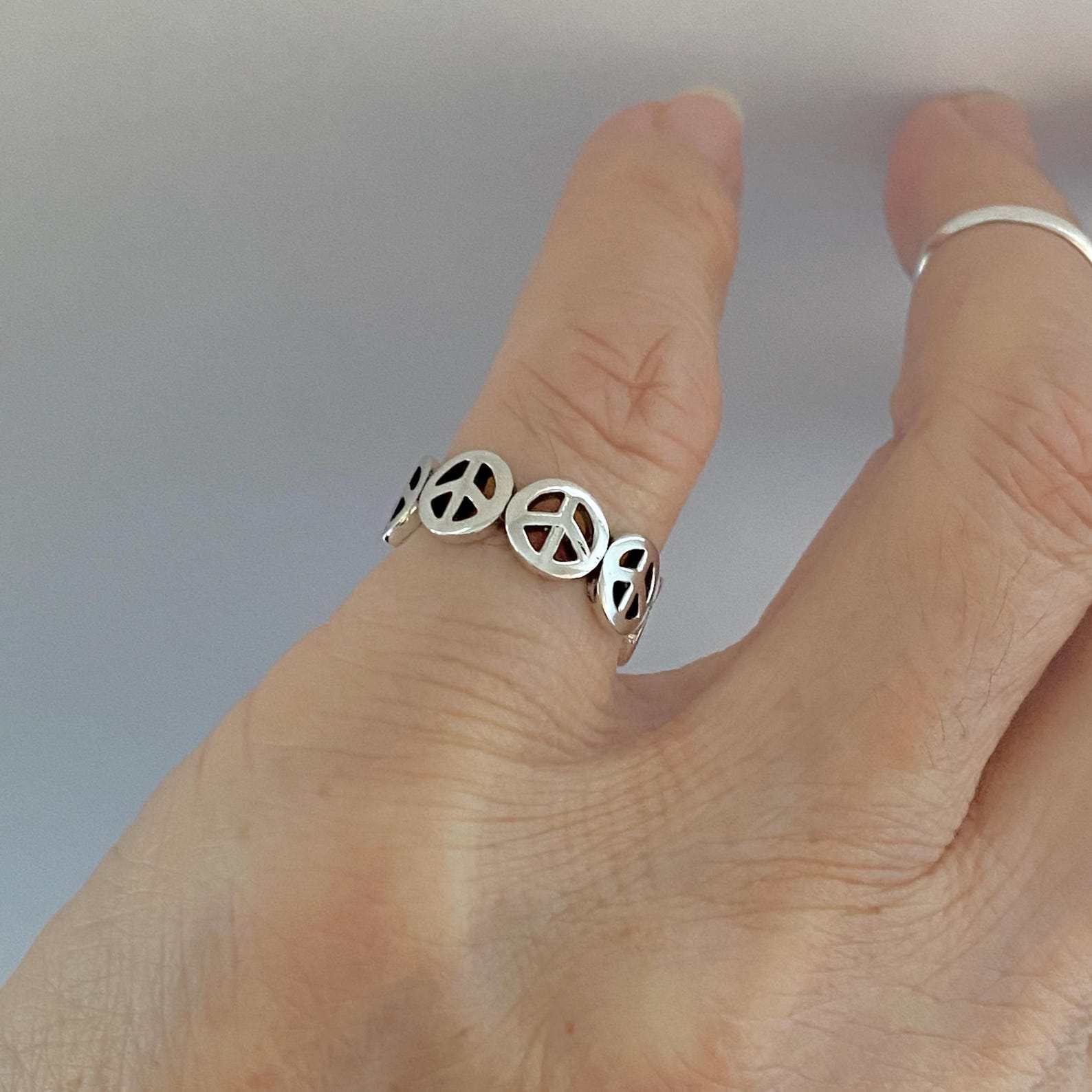 Sterling Silver Peace Sign Ring: Love Rings - Etsy