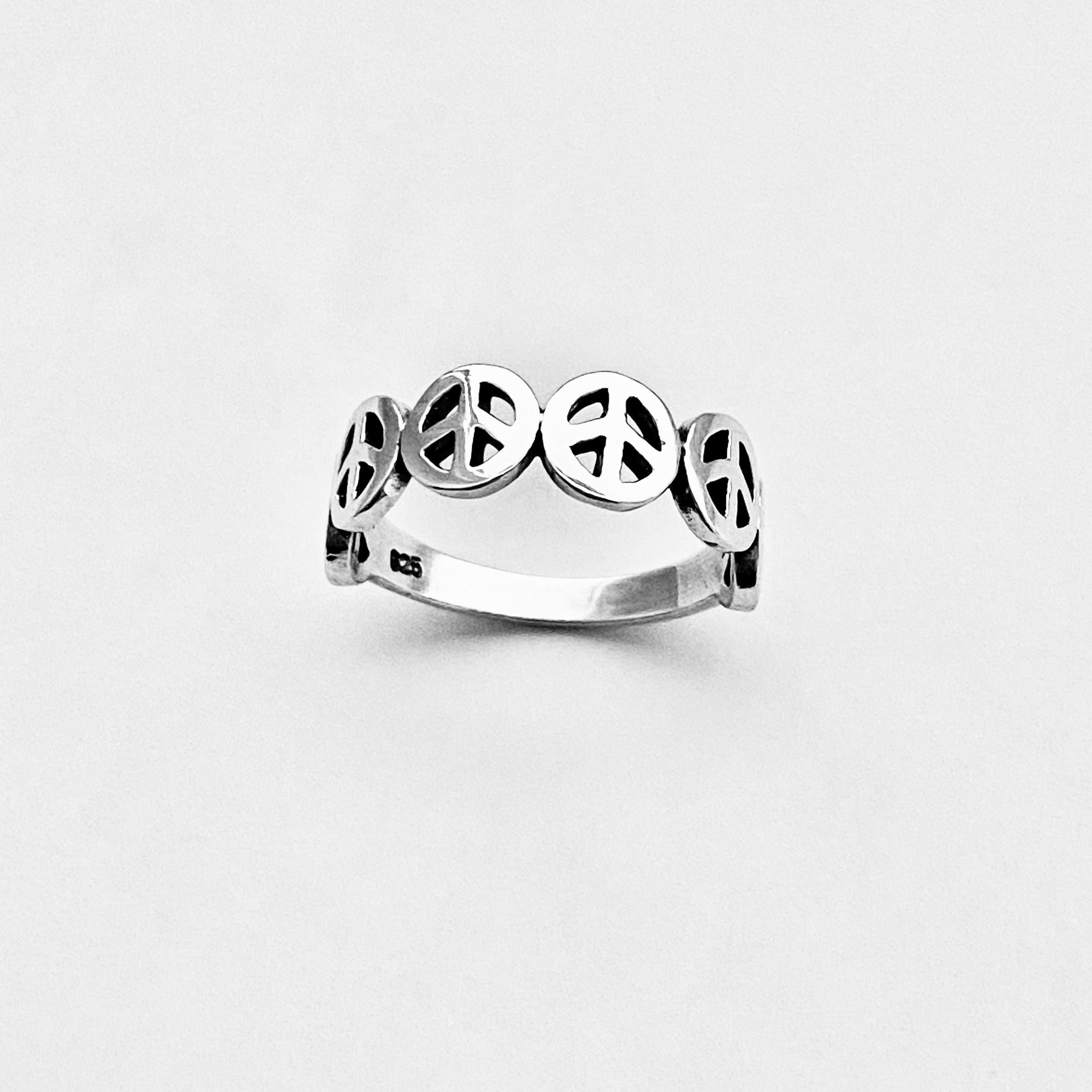 Sterling Silver Peace Sign Ring: Love Rings - Etsy