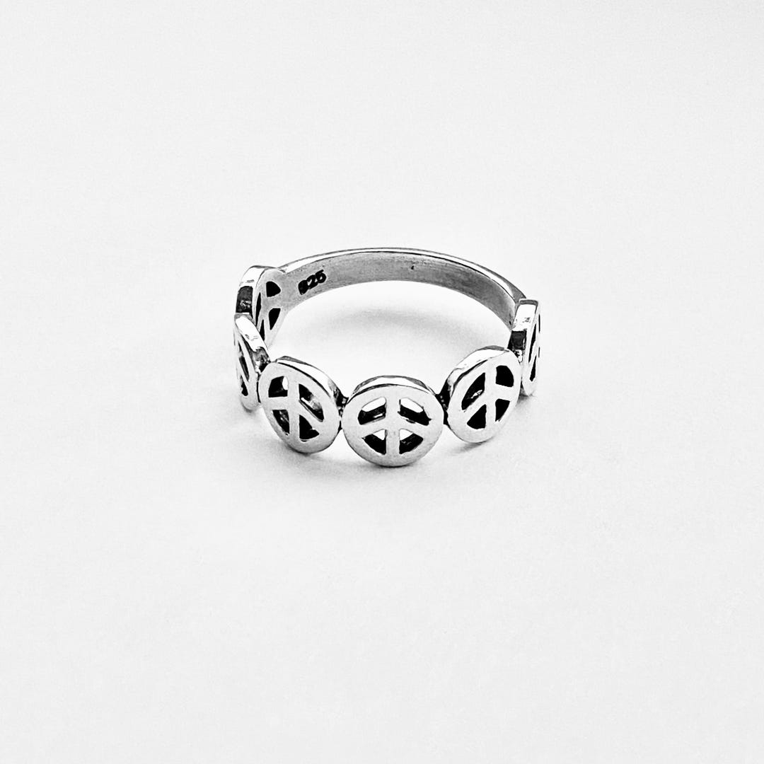 Sterling Silver Peace Sign Ring: Love Rings - Etsy