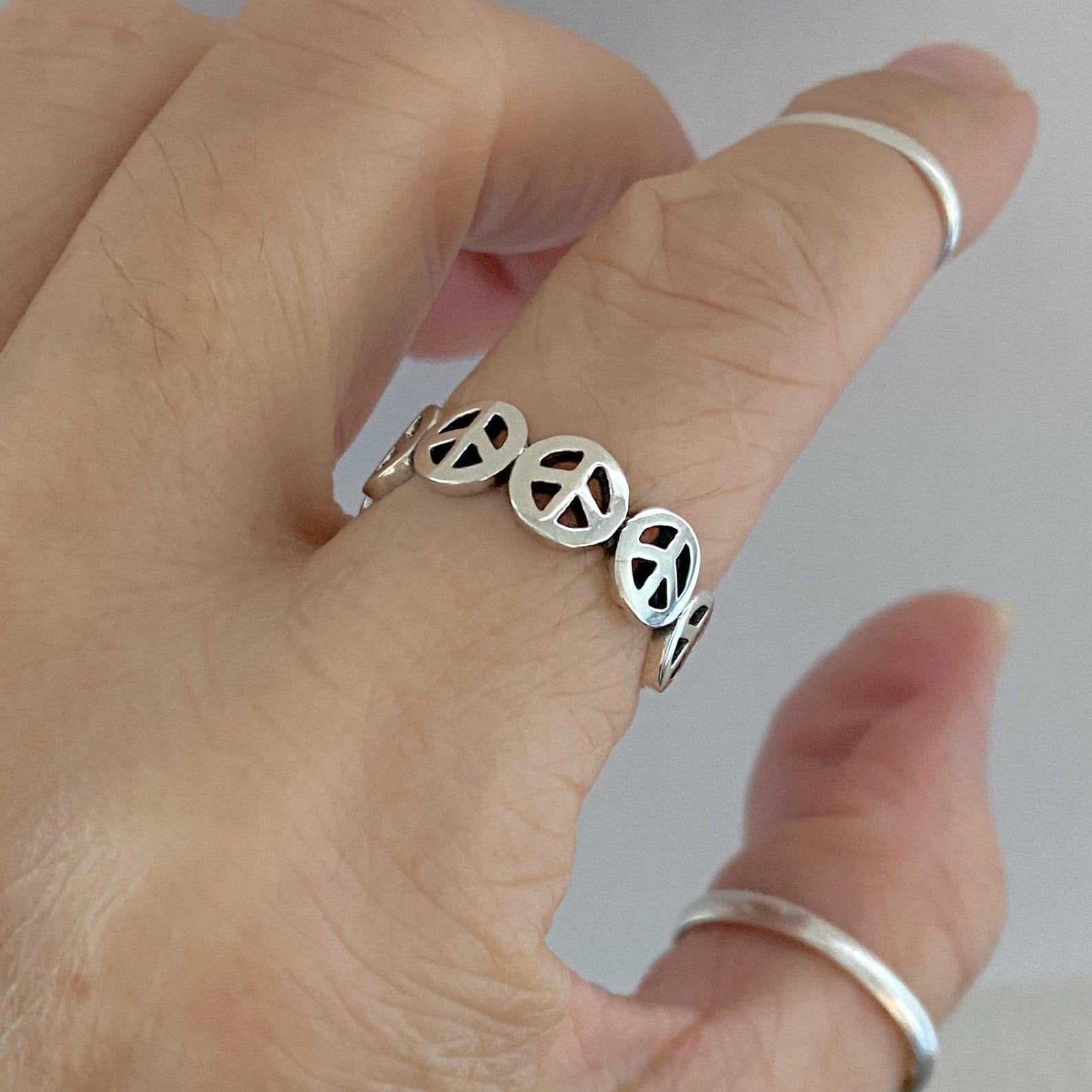 Sterling Silver Peace Sign Ring: Love Rings - Etsy
