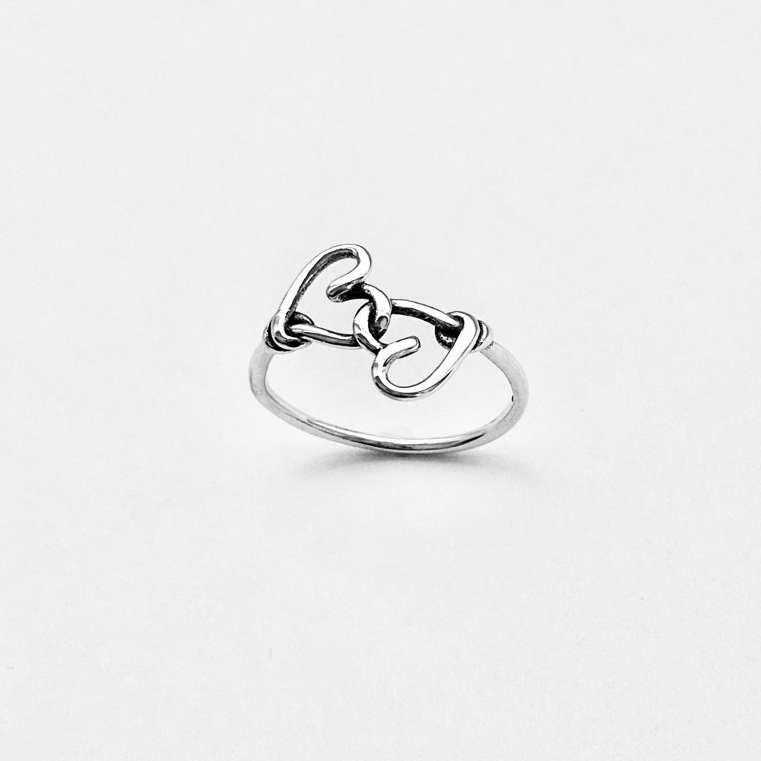 Sterling Silver Double Wire Open Heart Ring: Forever Connected Love ...