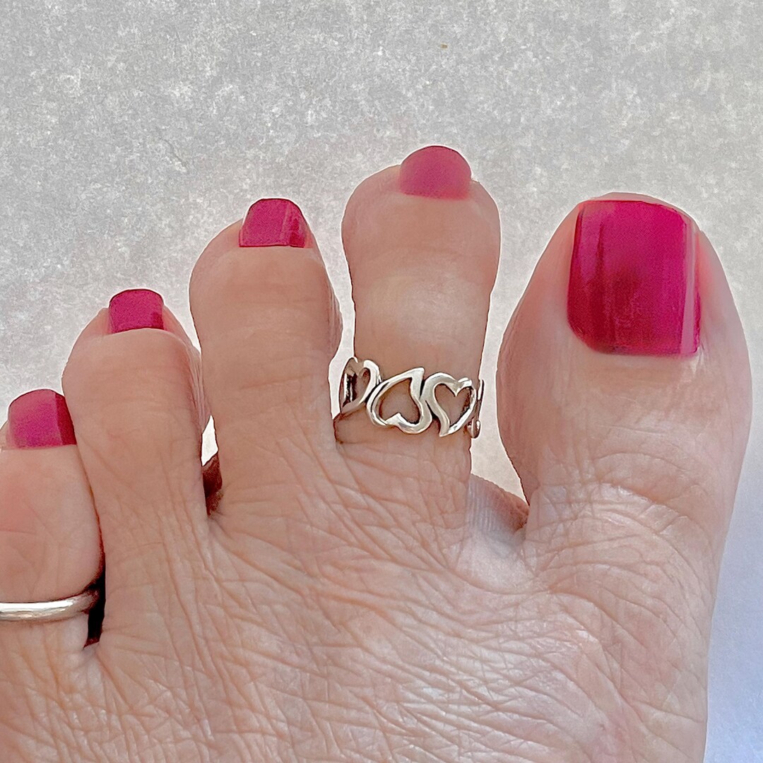 Sterling Silver Inverted Hearts Toe Ring: Dainty Midi Love Rings - Etsy